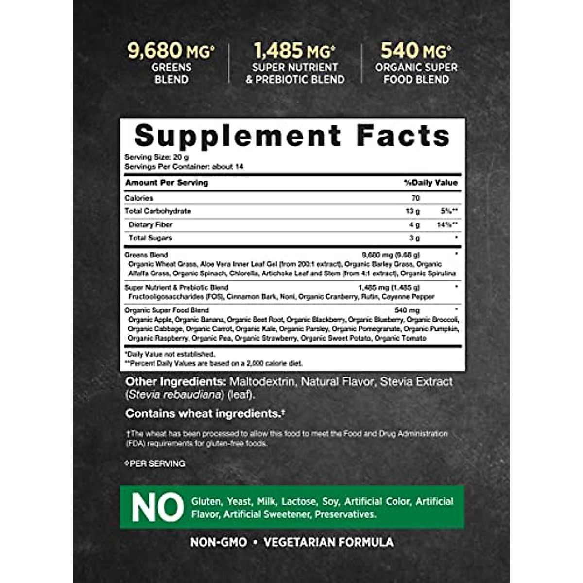 Nature's Truth Super Greens Powder Supplement | Fruit & Vegetables Superfood Blend | Vegan, Non-GMO & Gluten Free Juice & Smoothie Mix | 9.88 oz