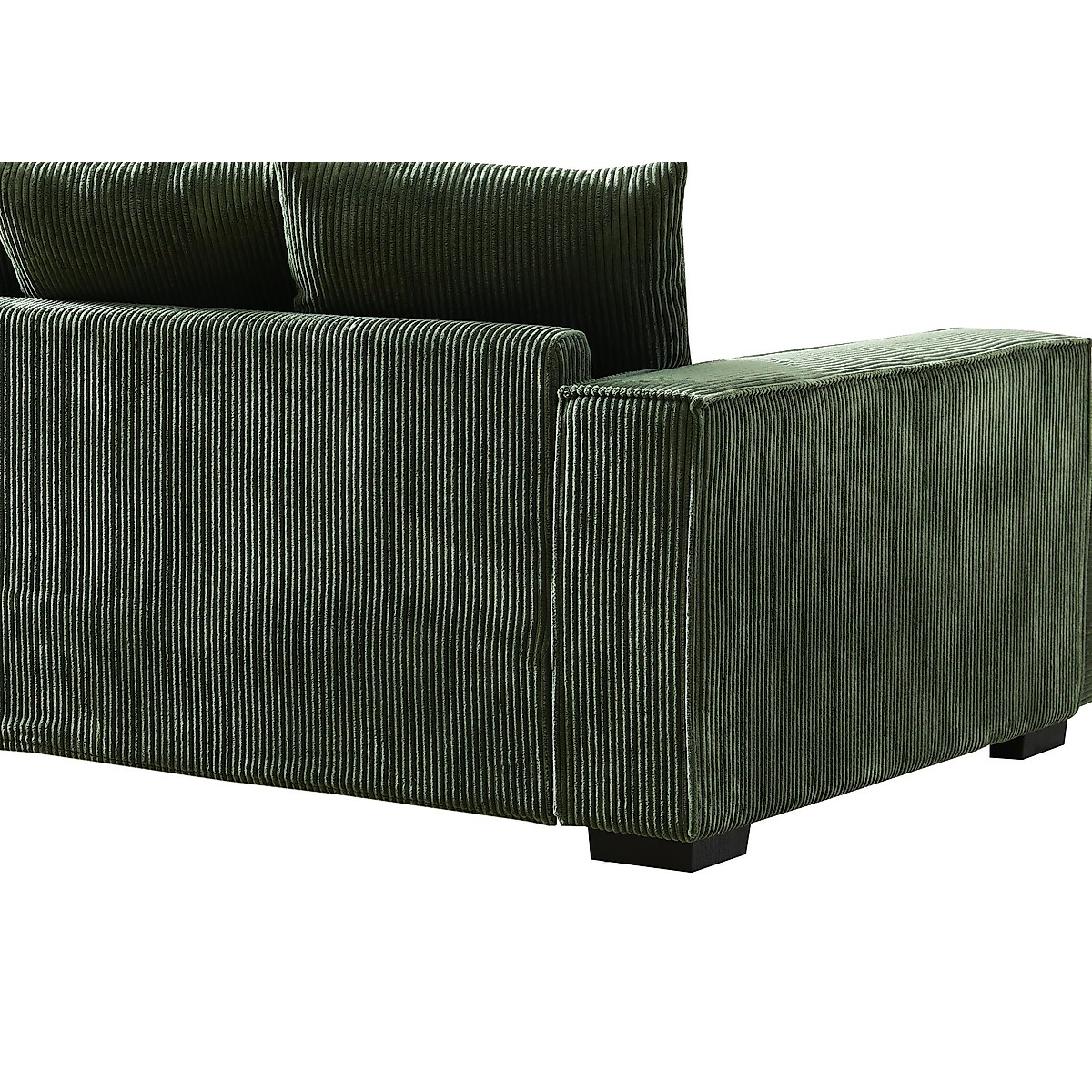 Container Furniture Direct Luxe Large Two-Piece Right Facing Sectional Sofa for Living Room, 106.7-Inch L Shaped Loveseat and Chaise, Upholstered with Corduroy Fabric, 3, Dark Green