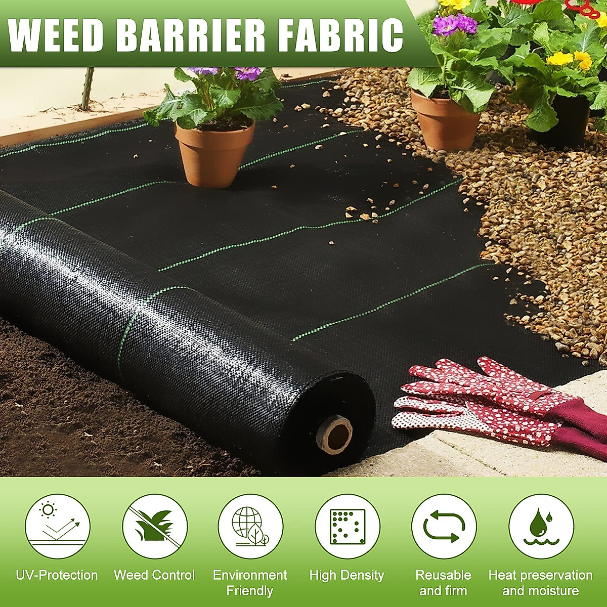 5oz Weed Barrier Landscape Fabric Heavy Duty Weed Blocker Fabric Ground Cover for Gardening&Yard(4ft x 250ft)