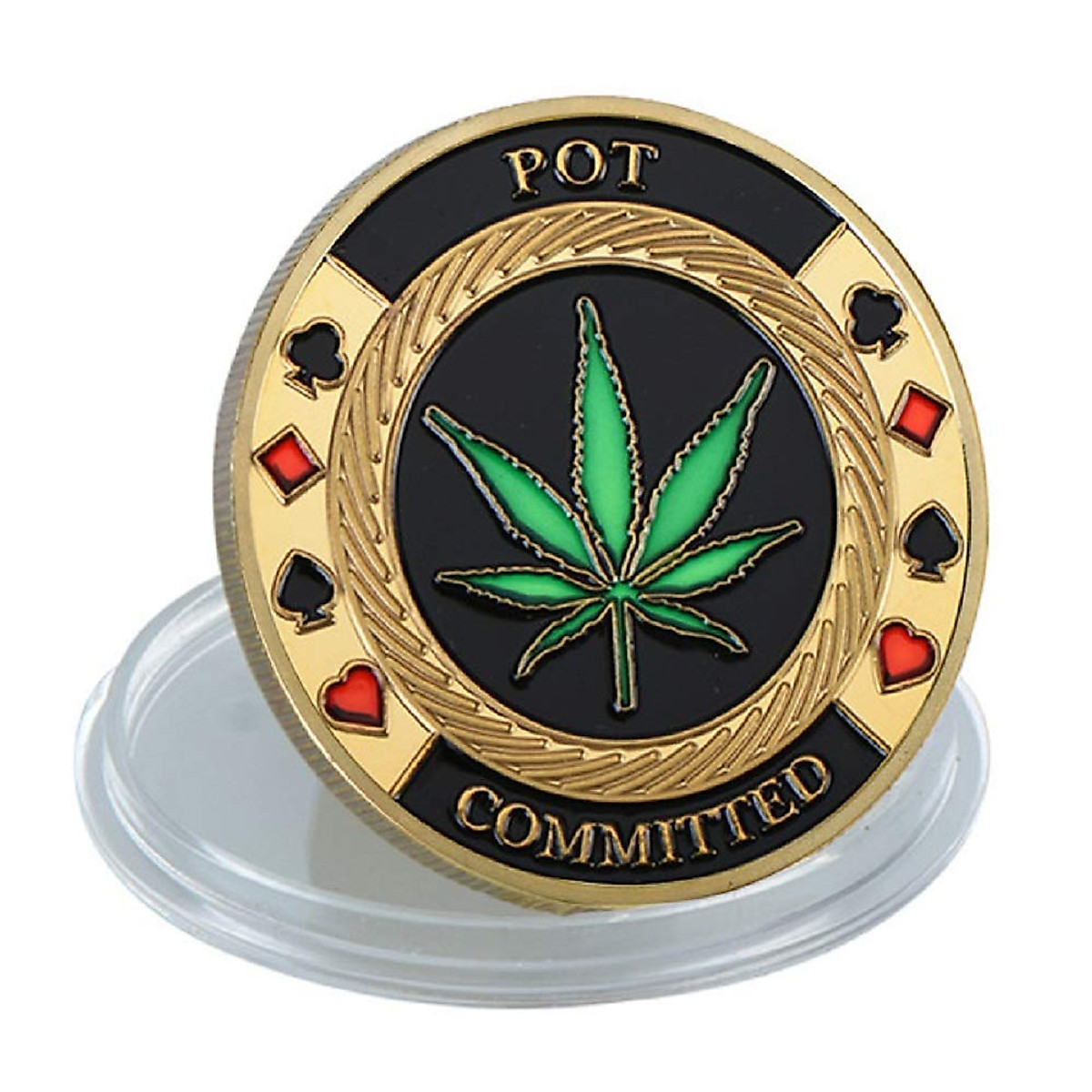 SW Poker Card-Guard Coin Collectibles Table Games Poker Card-Guard Protector Golden Coin Chip w/Plastic Case, Poker Chips Coin, A Great Coin Collecting Gifts for Husband, Father, Friends