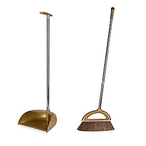 Broom And Dustpan For Home,Upgrade Long Handle Broom With Stand Up Dustpan Combo Set,Broom And Dustpan Set,Long Handle Dust Pan And Broom Heavy Duty Broom With Dustpan Combo Set For Home Kitchen