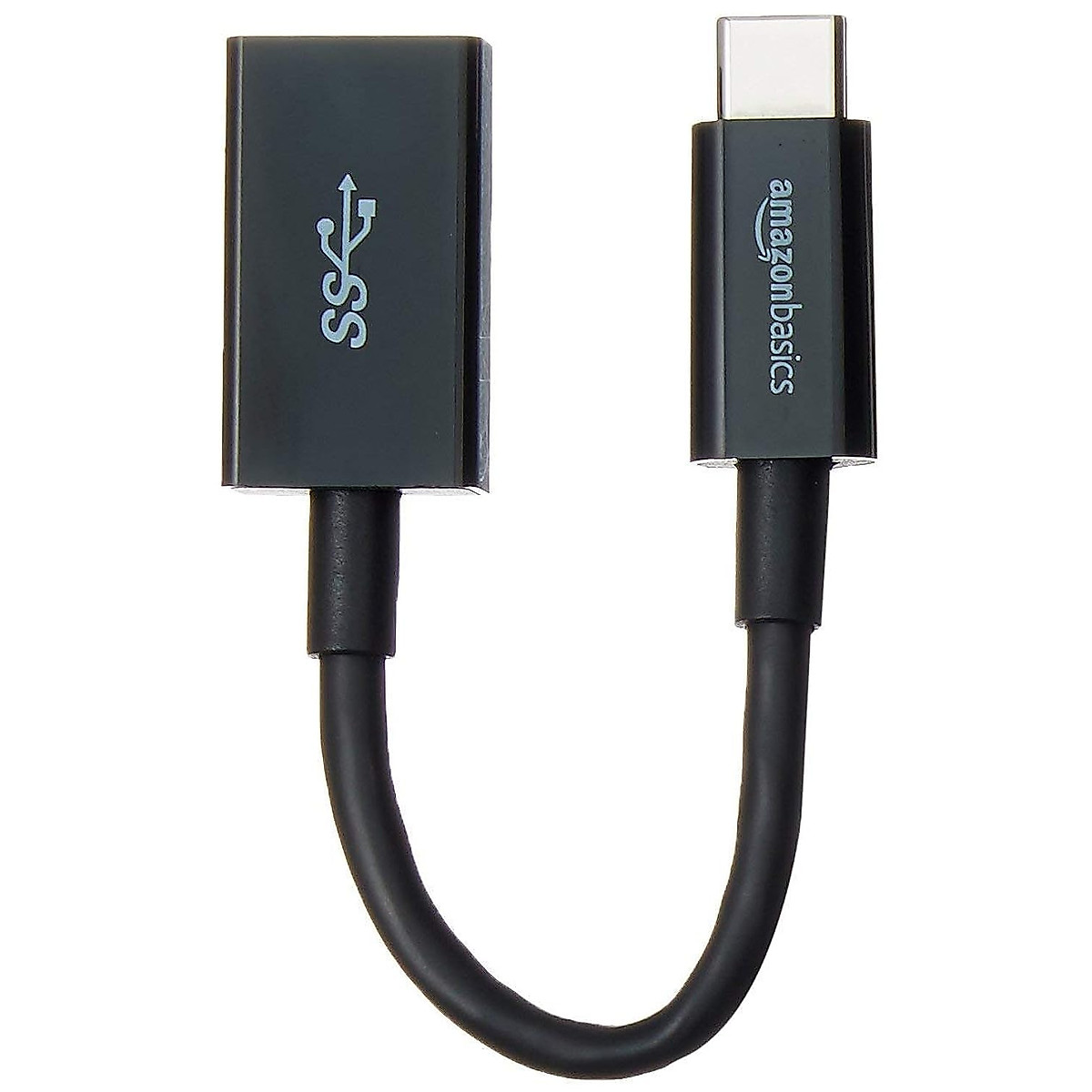 Amazon Basics USB 3.1 USB-C to USB-A Female Adapter Cable Converter, 5Gbps High-Speed, USB-IF Certified, for Laptops, Tablets, Phones (iPhone 16/15), Black