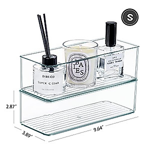 8 PACK Multi-size Clear Plastic Storage Bins, Stackable Pantry Organizing Container for Home Edit and Cabinet Organizers