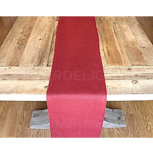 CleverDelights 12" Premium Burlap Roll - 10 Yards - Red - No-Fray Finished Edges - Natural Jute Burlap Fabric