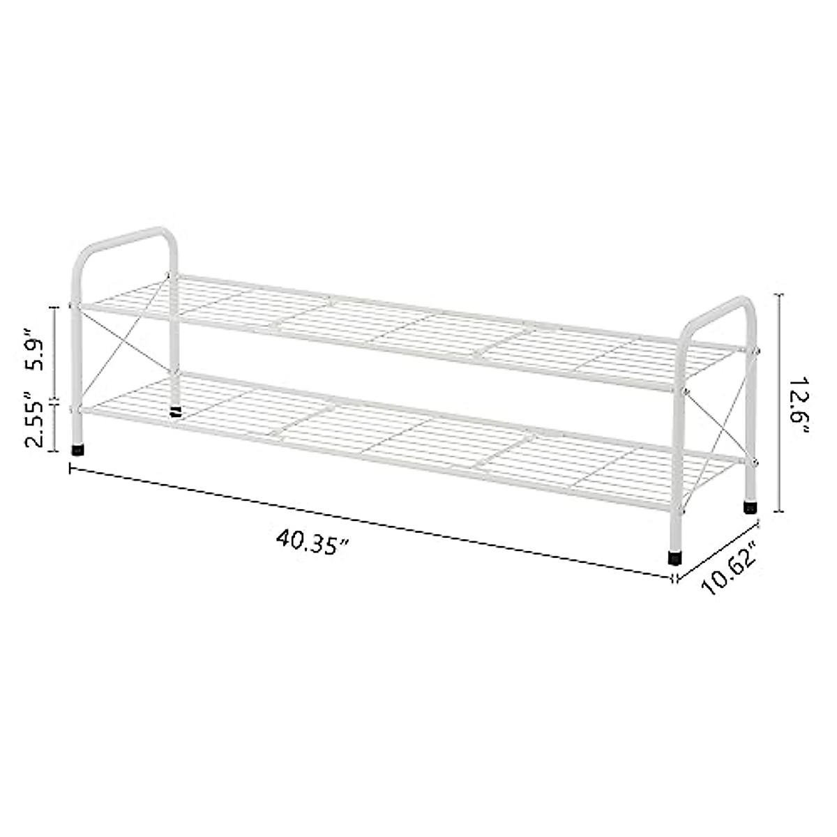Hoctieon 2 Tier Shoe Rack for Closet, Shoe Rack FreeStanding, Entryway Shoe Shelf, Shoe Storage Organizer, Durable Mesh Style Shoe Rack, White