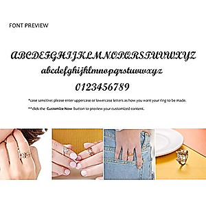 PEIMKO Mothers Grandmothers 4 Names Ring Personalized for Women, Custom Made Name Ring Sterling Silver Birthday Gifts for Women Size 4-15