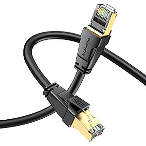 BlueRigger CAT 8 Ethernet Cable - 50FT Regular (RJ45, 40Gbps, 2000MHz, CAT8 Internet Cable) High Speed LAN Network Cable - Compatible with Game Consoles, HDTV, Router, PC