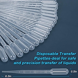 ovsor 50PCS Plastic Disposable Transfer Pipettes, 3ml Calibrated Pipette Dropper for Science Laboratory