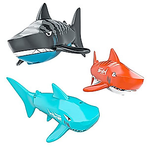 Lylyzoo Remote Control Sharks, 1:32 Scale Mini RC Shark, USB Rechargeable Bathtub Pool Toys for Boys Girls Birthday Gifts (BLUE-27MHZ)