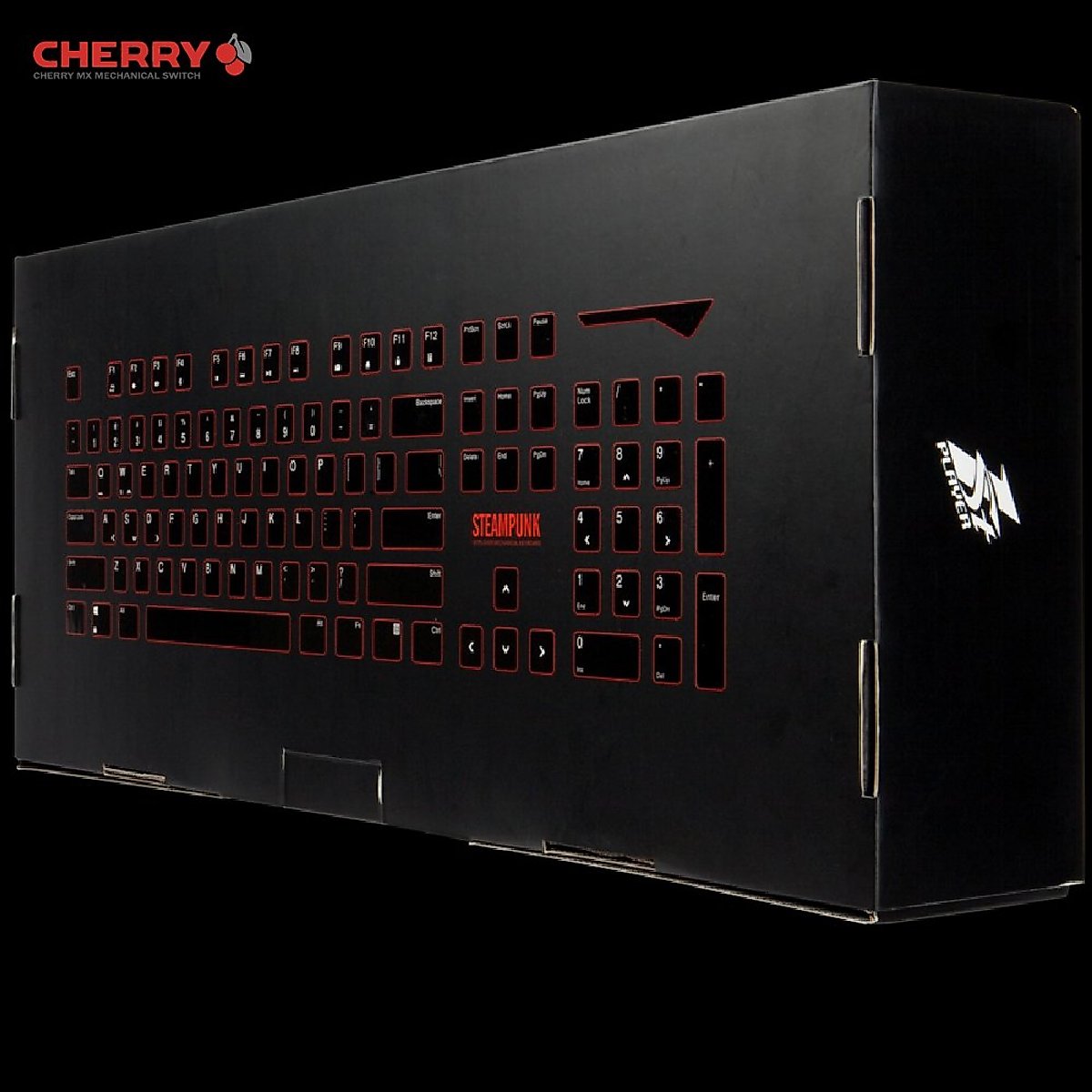 1STPLAYER Steampunk Mechanical Gaming Keyboard, Cherry MX Red Switches, Backlit Red LED, 104 Keys Full Size