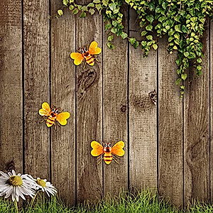 Canabear Metal Bee Wall Decor Art, Iron Bee Hanging Decorations for Outdoor Home Garden Lawn Fence Patio Yard Art