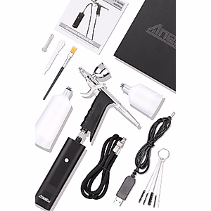 Anesty AHPPro High Pressure Cordless Airbrush Kit, Portable Airbrush Compressor,Connect Air hose Compressor for Makeup,Cake Decoration,Barber, Painting Model,Painting Nail Black