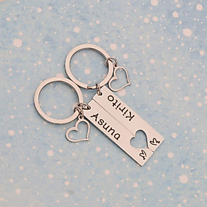 MYOSPARK Kirito And Asuna Couples Keychain Set His And Her Gift For Couple Boyfriend Husband (Ausna and Kirito Keychain)