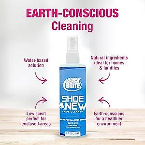 ShoeAnew Quick ’n Brite Cleaning Kit - Footwear Cleaner for All Shoe Types - Sneakers, Boots, Dress Shoes, Collectibles - 12 Ounce Bottle, Soft Bristle Brush and Premium Microfiber Cloth