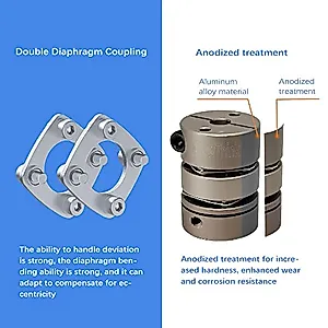 Double-Diaphragm Damping Shaft Couplings 5mm to 8mm Aviation Aluminum Alloy for All 3D Printer Such as CR-10S Ender 3 PRO and CNC Machine（2PCS）