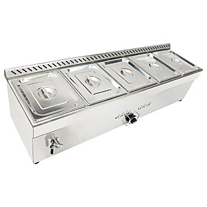 HayWHNKN 5-Pan LP Gas Food Warmer Propane Food Warmer Propane Steam Table Stainless Steel Bain Marie Buffet for Parties (with Gas Regulator Valve) 1/2 * 6inch Deep
