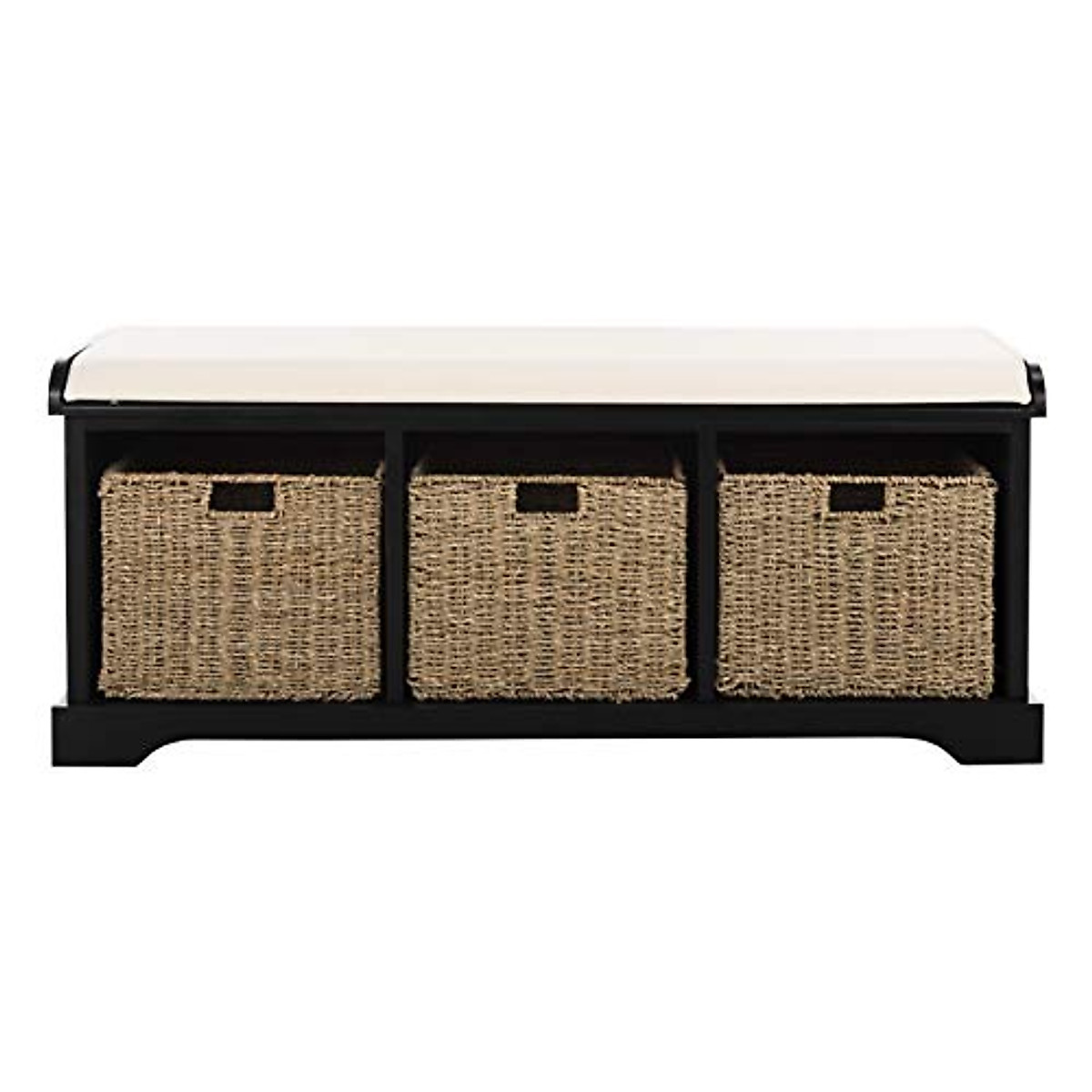 Safavieh Black American Homes Collection Lonan Grey and White Wicker Storage Bench, 0