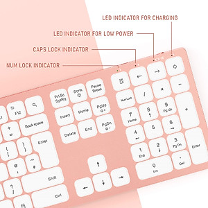 seenda Backlit Wireless Keyboard, 2.4GHz Ultra Slim Rechargeable Keyboard, Illuminated Wireless Keyboard for Computer, Laptop, Desktop, PC, Surface, Smart TV, Windows 10/8/7 (Rose Gold)