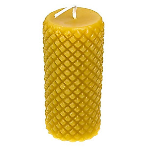 Alternative Imagination 100% Pure Beeswax Diamond Pillar Candles (2x4 Inch), 3 Pack, 20 Hour Burn Time, Hand-Poured, Made in USA (Yellow)