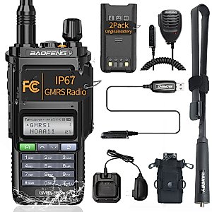 Baofeng GMRS-9R GMRS Radio Waterproof IP67 Two Way Radios Rechargeable Walkie Talkies Long Range NOAA Weather Alerts Scan With extra Battery,Programming Cable,Tactical Antenna,Speaker Mic,Tactical Bag