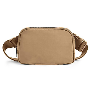 ODODOS Unisex Mini Belt Bag with Adjustable Strap Small Fanny Pack for Workout Running Traveling Hiking, Caramel