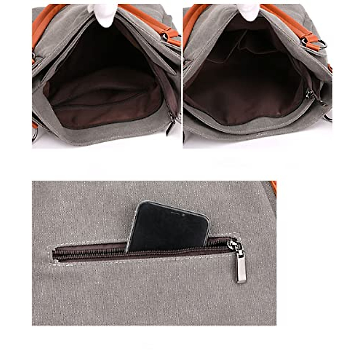 Large Pocket Casual Handbags Canvas Crossbody Bag for Women, Multi Compartment Tote Purse Leather Bags (Black)