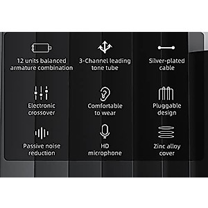 KZ-AST in-Ear Monitors, 24BA Top-Level Configuration HiFi Stereo Earphones, Lightweight Noise Isolating Stage IEM Wired Earbuds/Headphones for Musician Audiophile (with Mic, Black)