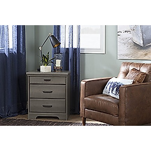 South Shore Versa Nightstand with 2 Drawers and Charging Station, Gray Maple, 16.38 in x 23 in x 27.75 in