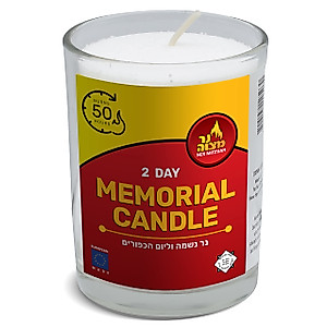Ner Mitzvah Yahrzeit Memorial Candles - 2 Day Yahrzeit Candle - Yartzeit Candles 48 Hour Yom Kippur Jewish Candles in Glass Tumbler - 2 Pack