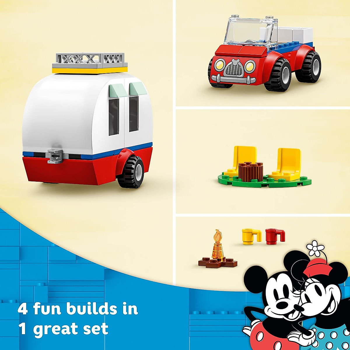 LEGO Disney Mickey Mouse and Minnie Mouse's Camping Trip 10777 Building Toy with Camper Van, Car & Pluto Figure, for Kids 4 Plus Years Old