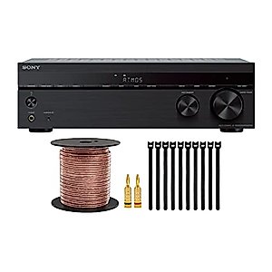 Sony STR-DH790 4K 7.2-Channel Surround Sound Home Theater AV Receiver with Speaker Wire, Banana Plugs (5 Pairs) and Fastening Cable Ties Bundle (3 Items)