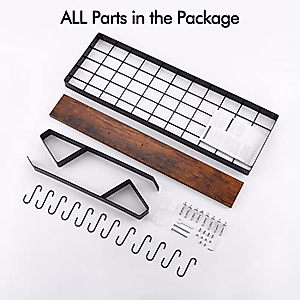 KES Hanging Pot Rack Wall Mounted for Kitchen with Wooden Shelf 30-Inch Pan Rack Pot and Pan Organizer with 12 Hooks Matte Black, KUR503S75-BK