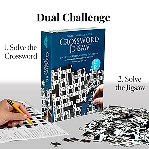 Dual Challenge Crossword Jigsaw Puzzle 2nd Edition - 550 Piece Board Game for Adults Families - Educational Interactive Brain Building