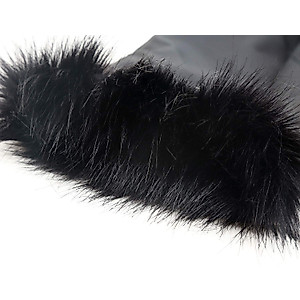Zecmos womens Leg Warmers Faux Fur Fuzzy Long Cuff Cover Warm Furry Costume Shoes, Black, Medium