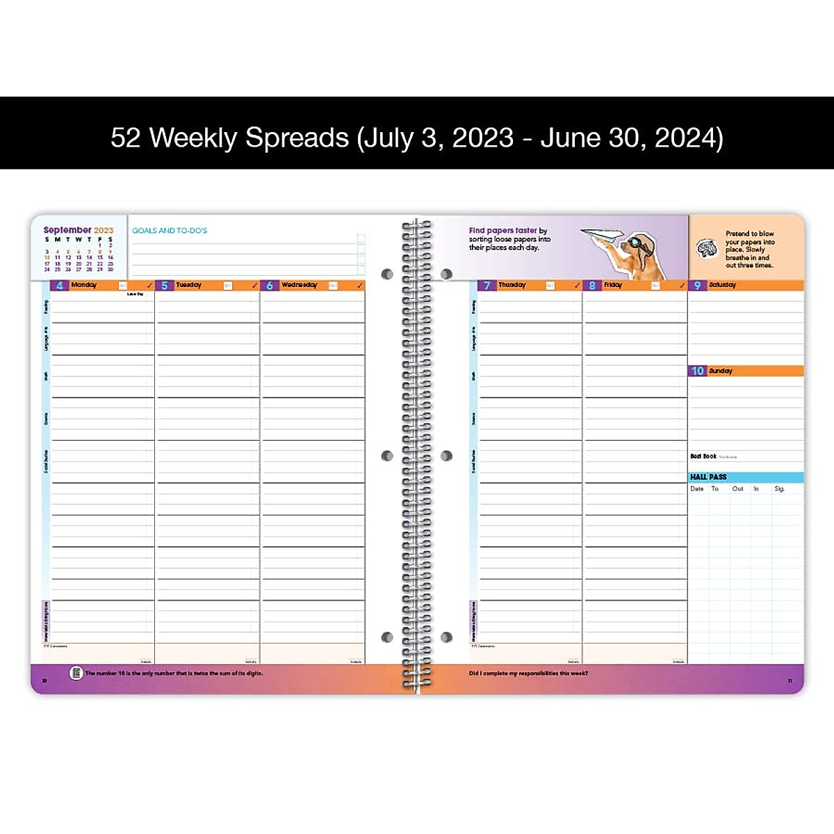 Dated Middle High School Student Planner 2023-2024 Academic School Year, Large (8.5" by 11") Matrix Style Datebook with Classic Middle/High Matrix Cover