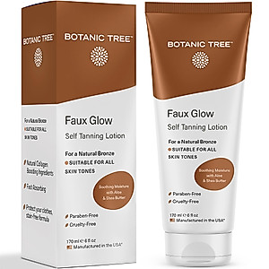 Botanic Tree Self Tanner - Sunless Tanner for Natural-Looking Fake Tan-Herbal Self Tanning Lotion for Flawless Bronzer Skin-Instant Face and Body Tanner for Fair and Dark Skin.
