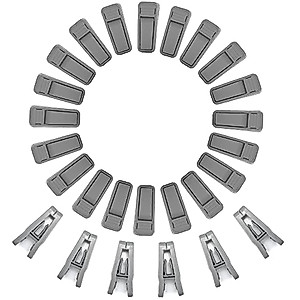 HOUSE DAY 20 Pack Plastic Finger Clips for Hangers, Grey Pants Hanger Clips, Strong Pinch Grip Clips for Use with Slim-line Clothes Hangers, Clips for Velvet Hangers