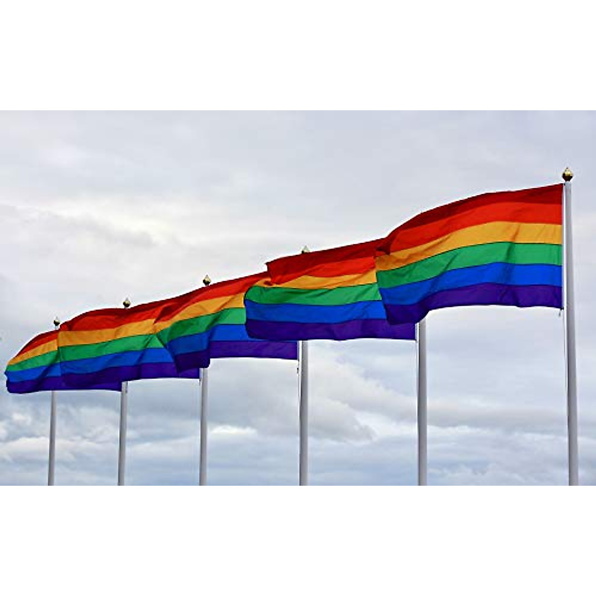 Rainbow Pride Flag 6 Stripes 3x5ft - Staont Flag Vivid Color and UV Fade Resistant - Canvas Header and Brass Grommets (Rainbow Flag 3x5ft (1PACK))