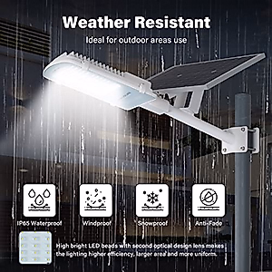 Gebosun Solar Street Lights Outdoor,60W,6000LM,High Brightness Dusk to Dawn LED Lamp,6000K,IP65 Waterproof IP65 Waterproof Solar Led Flood Light for Parking Lot,Yard,Garden,Patio,Stadium