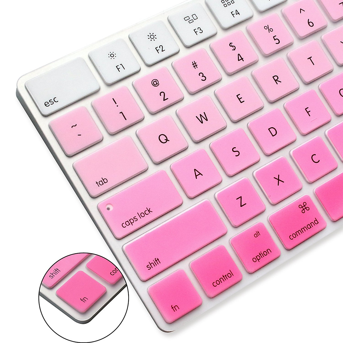 ProElife Ultra Thin Silicone Keyboard Protector Cover Skin for Apple Magic Keyboard & Magic Keyboard 2 (U.S Version, Model: MLA22L/A-A1644, Without Numeric Keypad) (Ombre Pink)