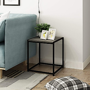 FURINNO Camnus Modern Living End Table, French Oak Grey, 15.75 in x 15.75 in x 17.83 in