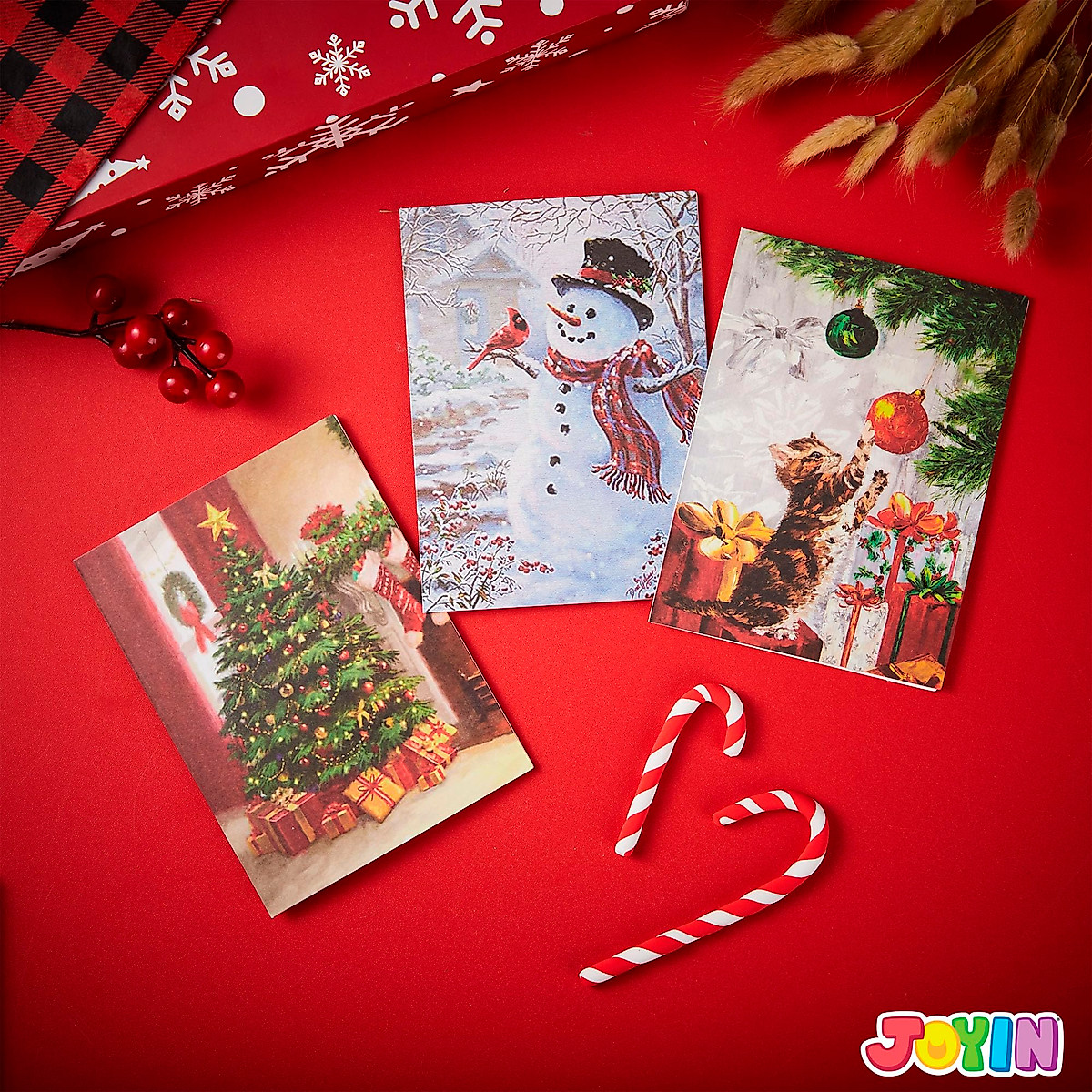 JOYIN 72 PCs Cute Merry Christmas Greeting Cards with Envelopes for Holiday Parties, Gift Giving, Winter Christmas Season, present Giving, Xmas Gifts Cards