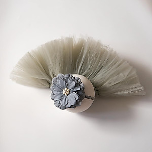 Baby Photography Props Tutu Skirt Headdress Newborn Girl Photo Shoot Outfits Infant Princess Costume Clothes Grey