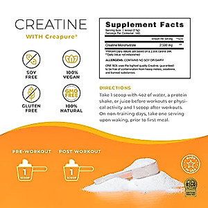 One Sol Creatine for Women Booty Gain, All Natural Women's Creatine Powder with Creapure, Increase Lean Muscle Mass, Reduce Recovery Time, Promotes Brain & Bone Health (Unflavored, 100 Servings)