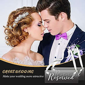6 Pieces Reserved Signs for Wedding Chairs with a Roll of Ribbon Acrylic Reserved Signs Reserved Table Signs for Wedding Important Events Church Pews Chair and Restaurant (White)