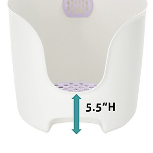 Richell PAW TRAX High Wall Cat Litter Box in White/Lavender, High Sides Cat Litter Box with Scoop | Richell Paw Trax High Wall Litter Box: Anti-Spray/Splash-Free Large Litter Box with Scoop
