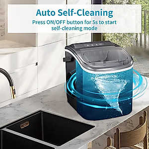 Ice Makers Countertop,9 Cubes Ready in 6 Mins,26lbs of Bullet-Shaped Ice in 24Hrs,Self-Cleaning Ice Machine with Ice Shovel and Basket,Portable Ice Maker Machine for Home Kitchen Office Bar Party