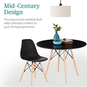 Best Choice Products 5-Piece Dining Set, Compact Mid-Century Modern Table & Chair Set for Home, Apartment w/ 4 Chairs, Plastic Seats, Wooden Legs, Metal Frame - Black/Oak