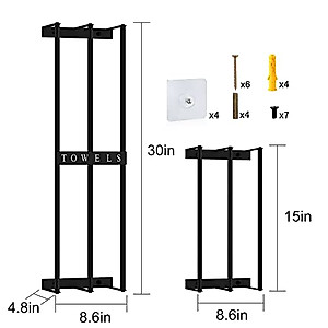 Towel Racks for Bathroom, EFOBO 3 Bar Wall Mounted Towel Holder, Waterproof Heavy Duty Towel Storage, for Folded Large Rolled Towel Washcloths, No Drilling(30x8.6x4.8 in)