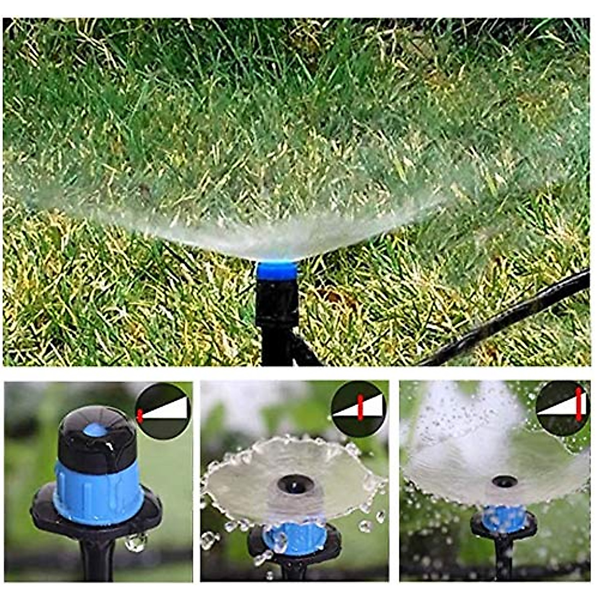 Qixivcom 60 Pack Adjustable Irrigation Drippers Drip Emitters Micro Spray for 4/7mm Drip Tube 360 Degree Full Circle Pattern Water Flow Drip Irrigation System Drip Emitters for Herbs Garden Vegetable